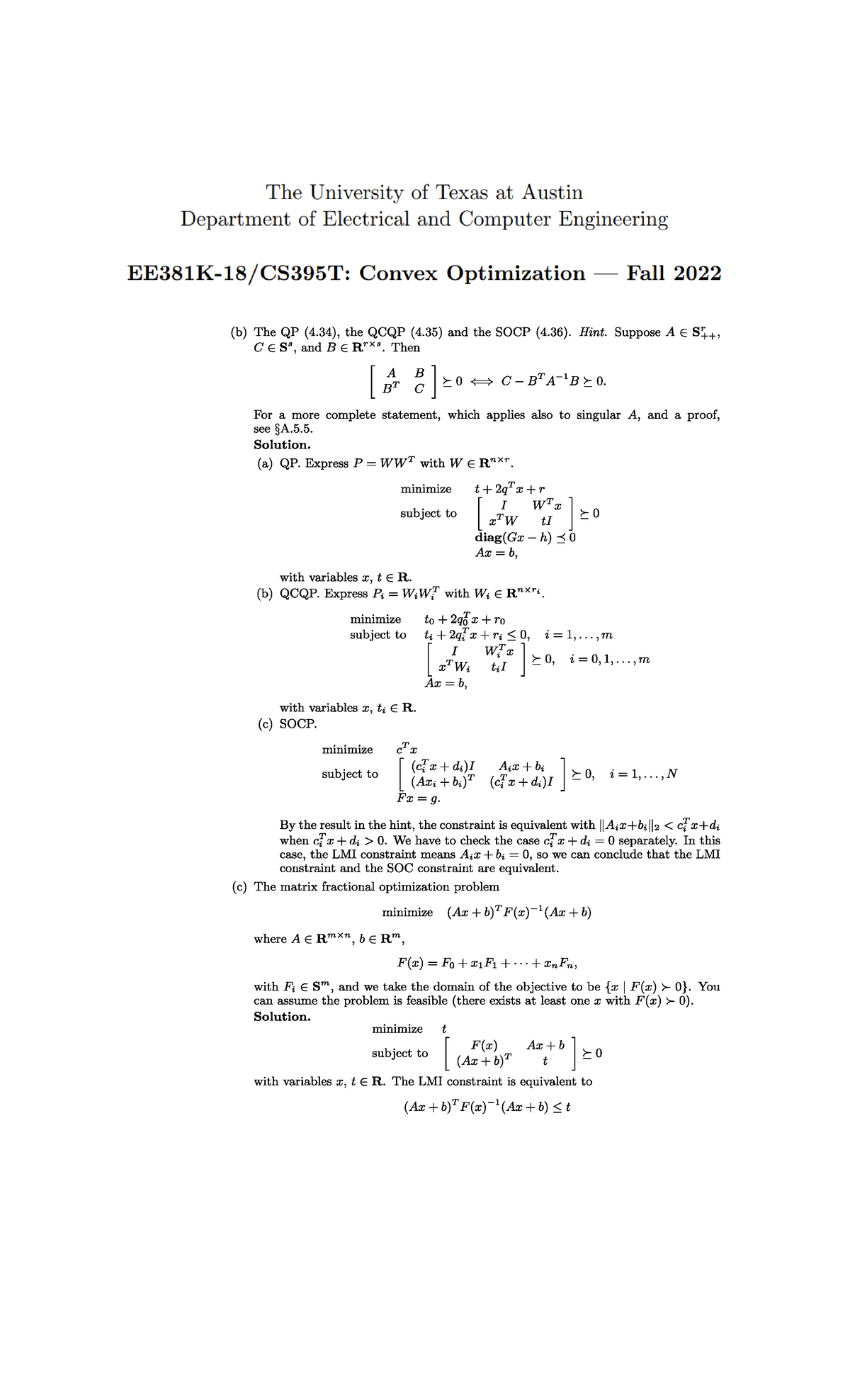 Convex practice 106 - ECE 381k - Studocu