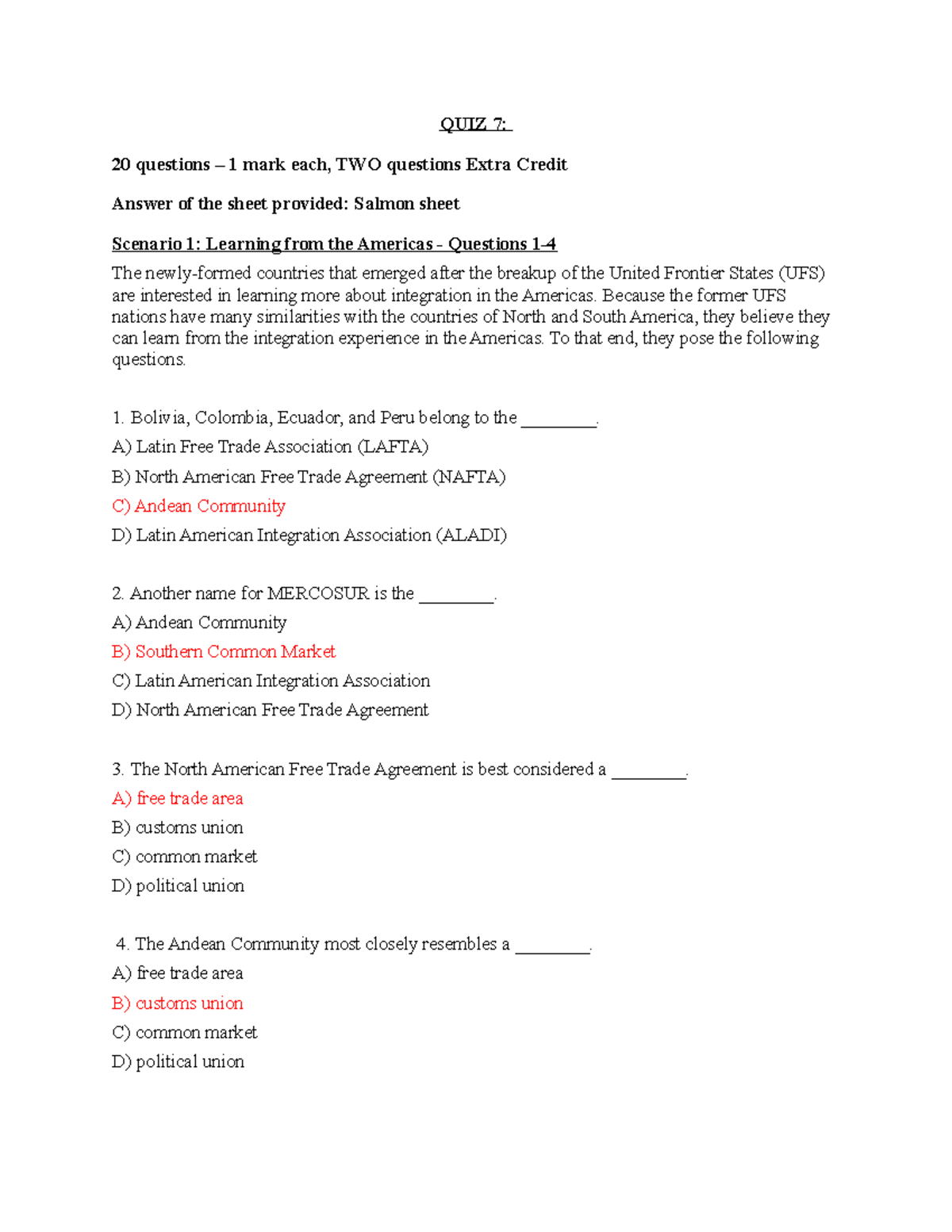 Sample/practice exam 8 December 2016, questions and answers - QUIZ 7: ...