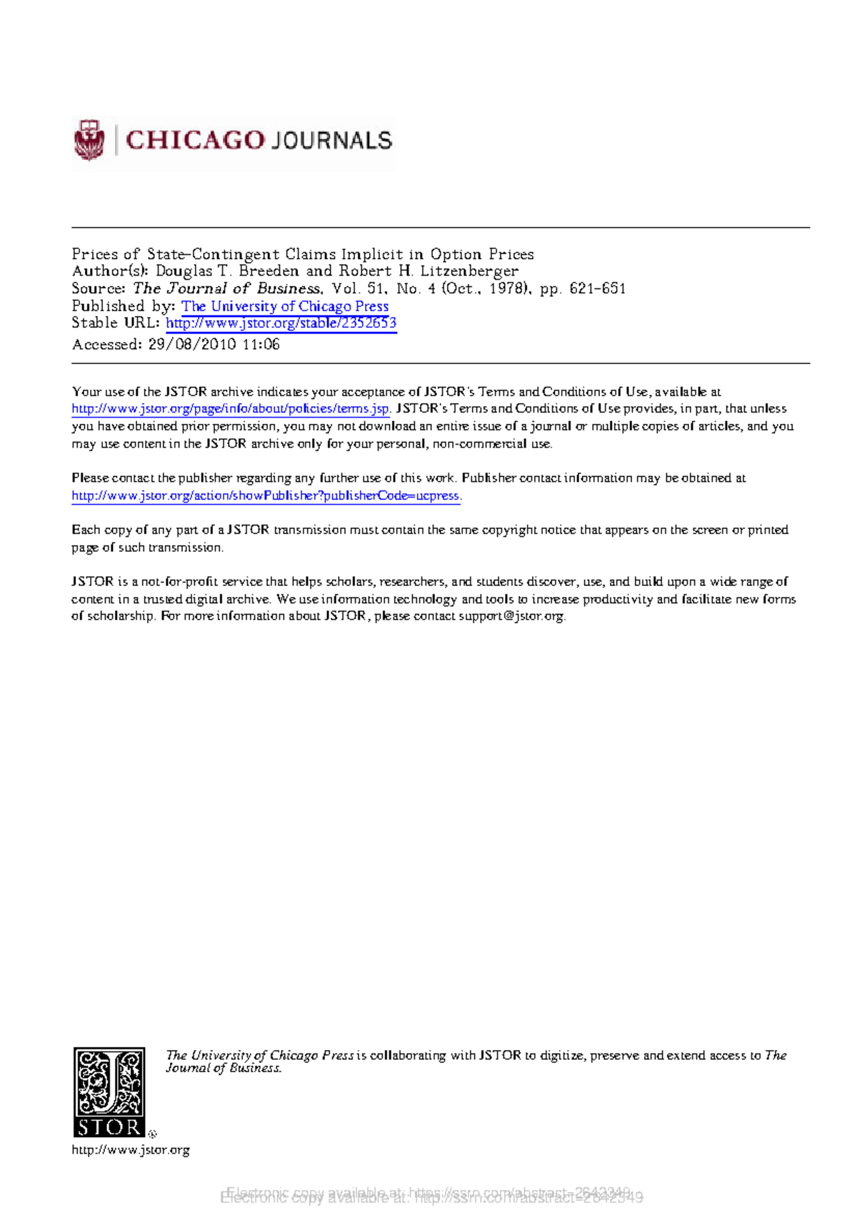 Ssrn-2642349 - Het bekende paper van Douglas T. Breeden University of ...