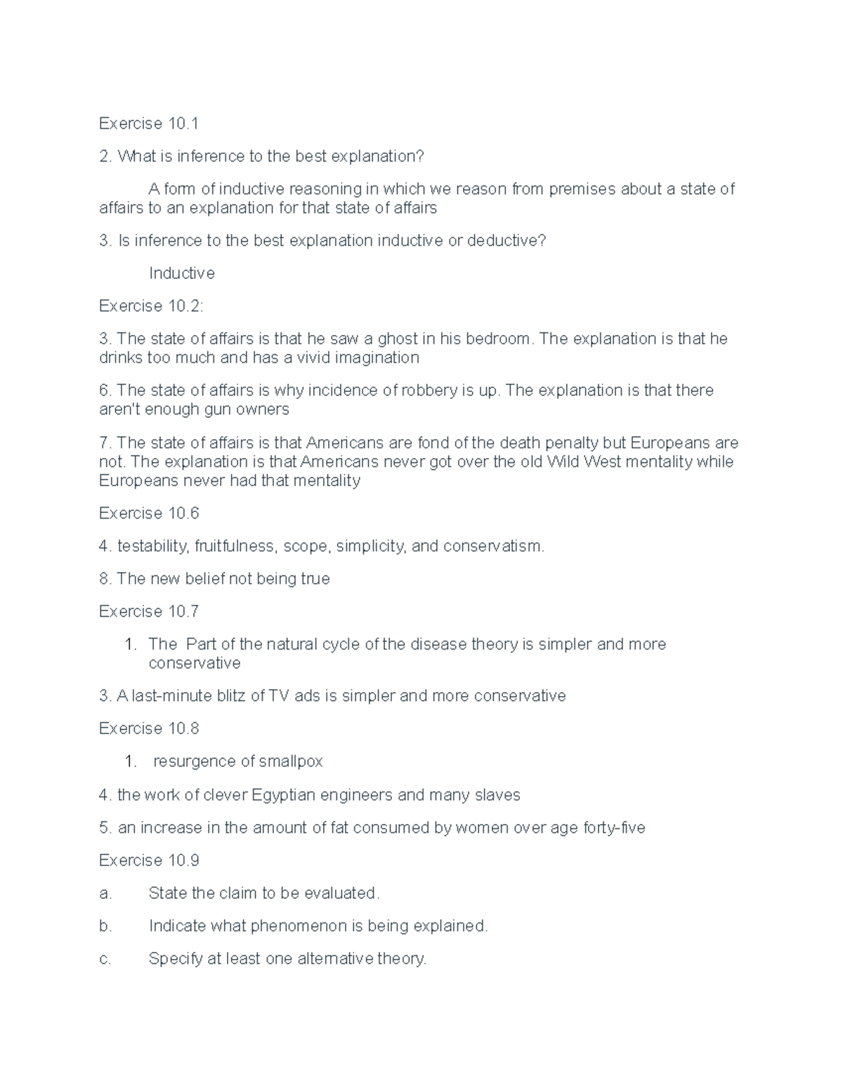 Homework 10 - Assignment 10 for Logic of Everyday Reasoning. - Exercise ...