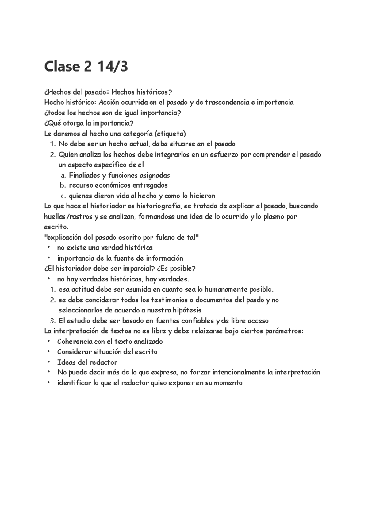 Clase 2 143 - Clase 2 14/ ¿Hechos del pasado= Hechos históricos? Hecho ...