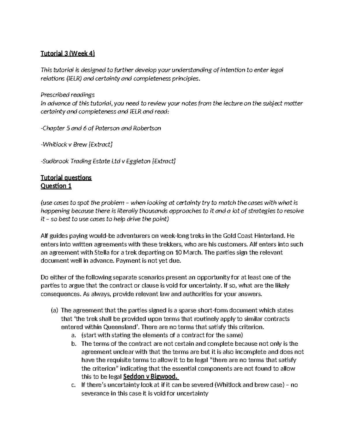Tutorial 3 - Tutorial 3 (Week 4) This tutorial is designed to further develop your understanding ...