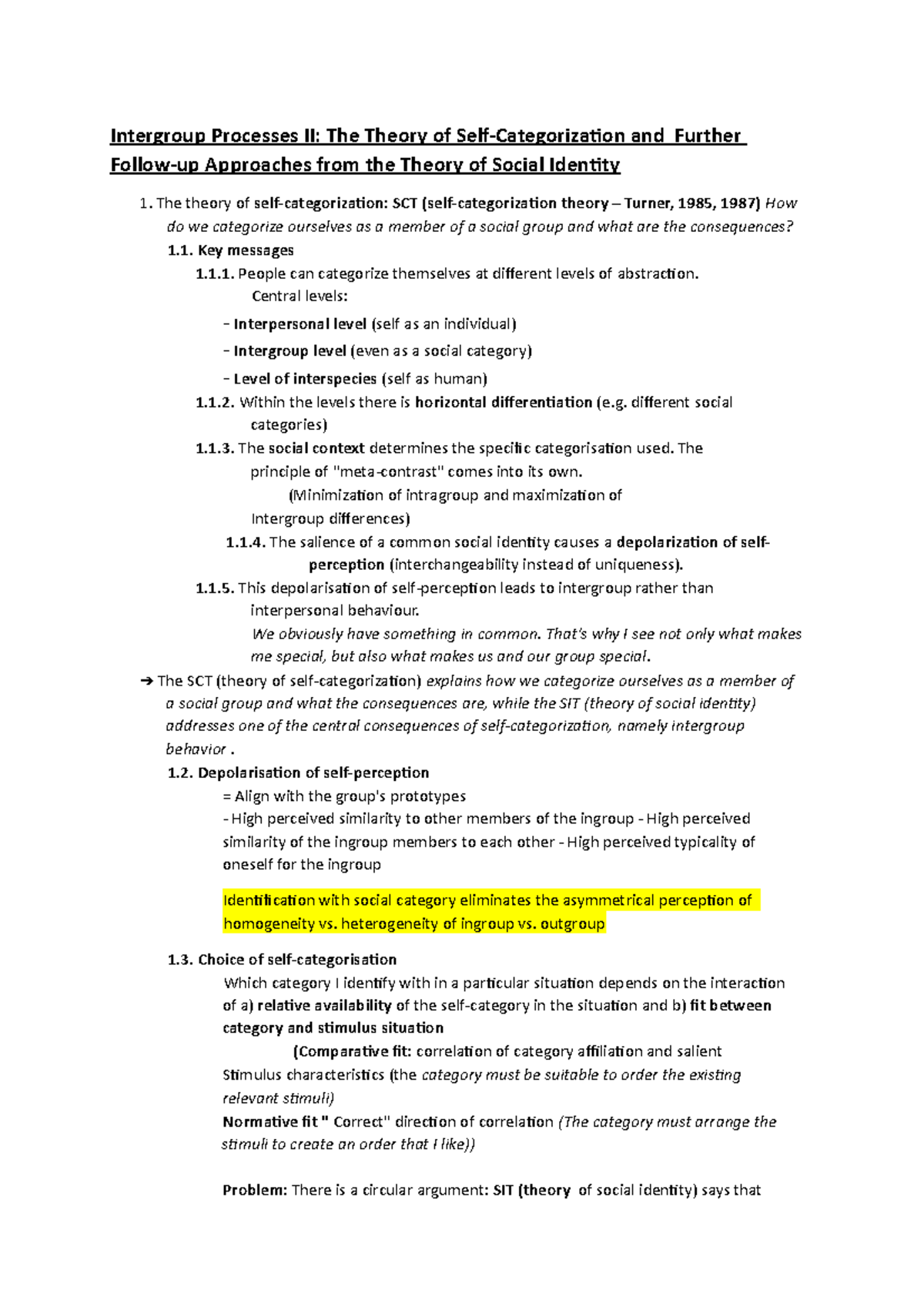 Lecture notes 12 - Intergroup Processes II - Intergroup Processes II ...