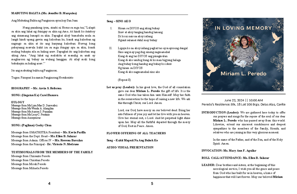 Necro Service Program of the people of the philippines - MABUTING ...