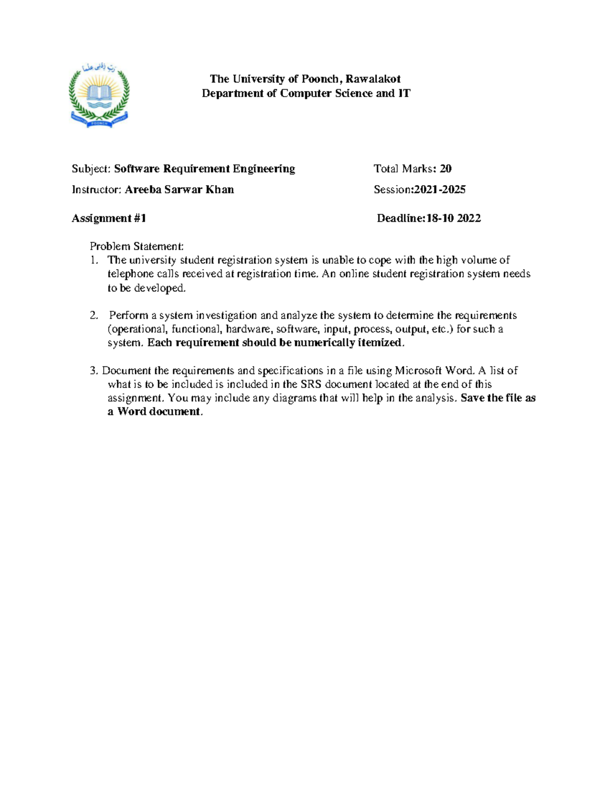 Assignment 1 - Copy - Lecture Notes - The University of Poonch ...