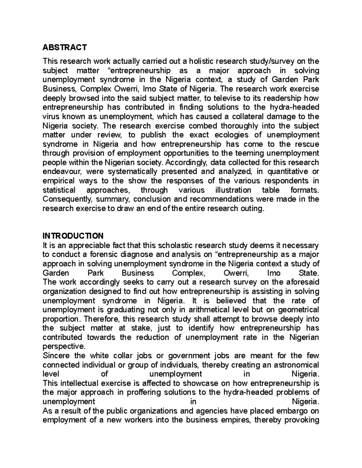 Abstract - ABSTRACT This research work actually carried out a holistic ...