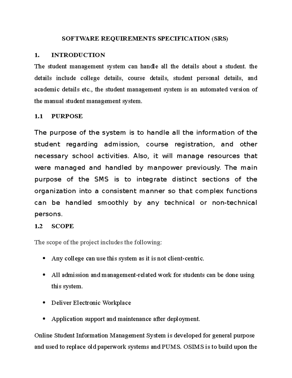 SRS For university management - SOFTWARE REQUIREMENTS SPECIFICATION ...
