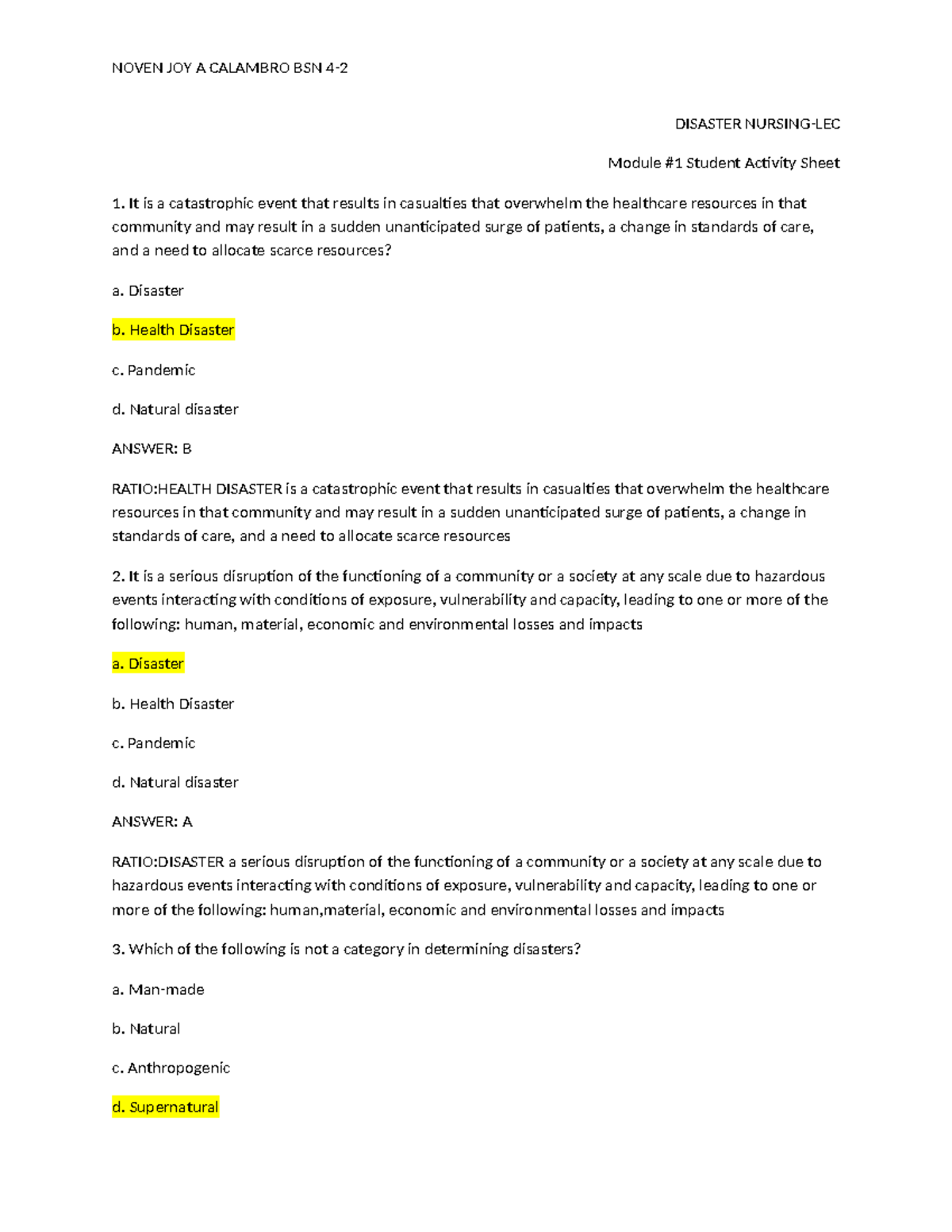 Disaster Nursing LEC session 1to8 - DISASTER NURSING-LEC Module #1 ...