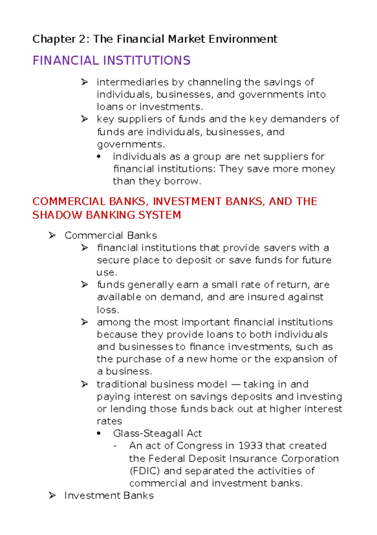 Chapter 2 - Finance - Chapter 2: The Financial Market Environment ...