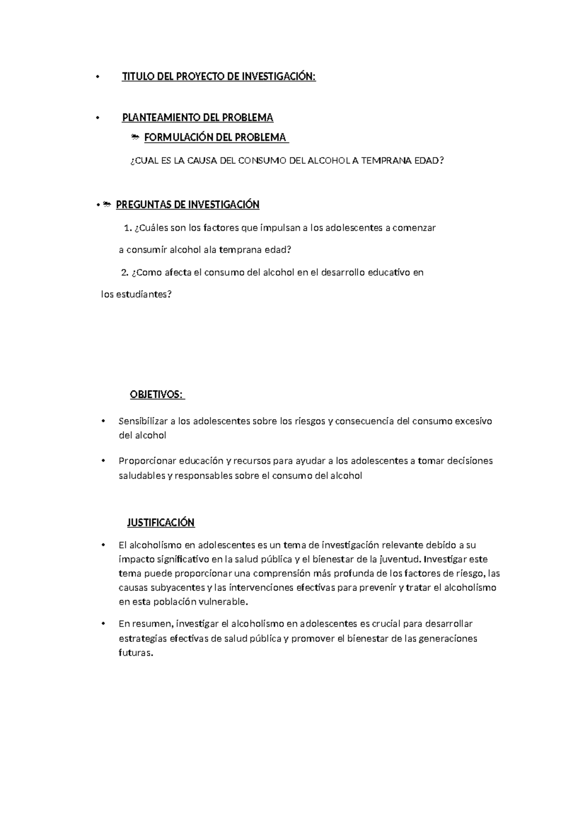 Titulo DEL Proyecto DE Investigación - TITULO DEL PROYECTO DE ...