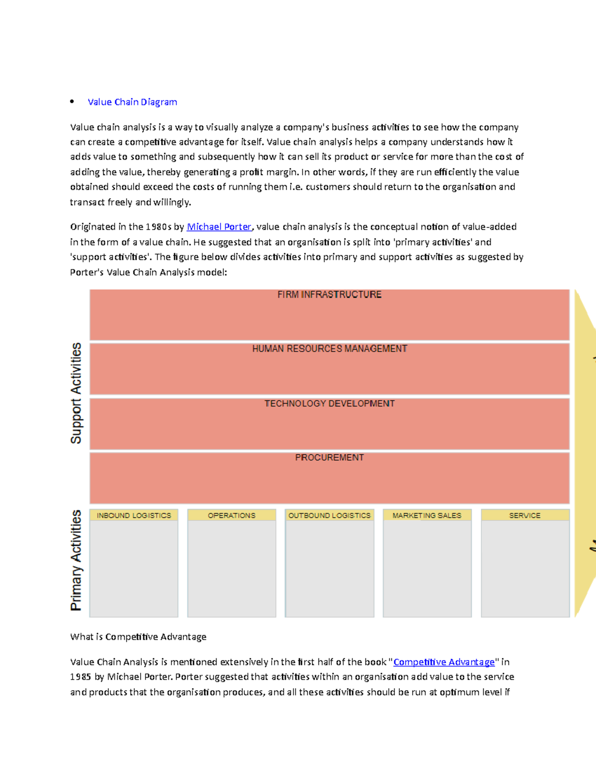 Value Chain Diagram - Lecture notes 1-6 - Value Chain Diagram Value ...
