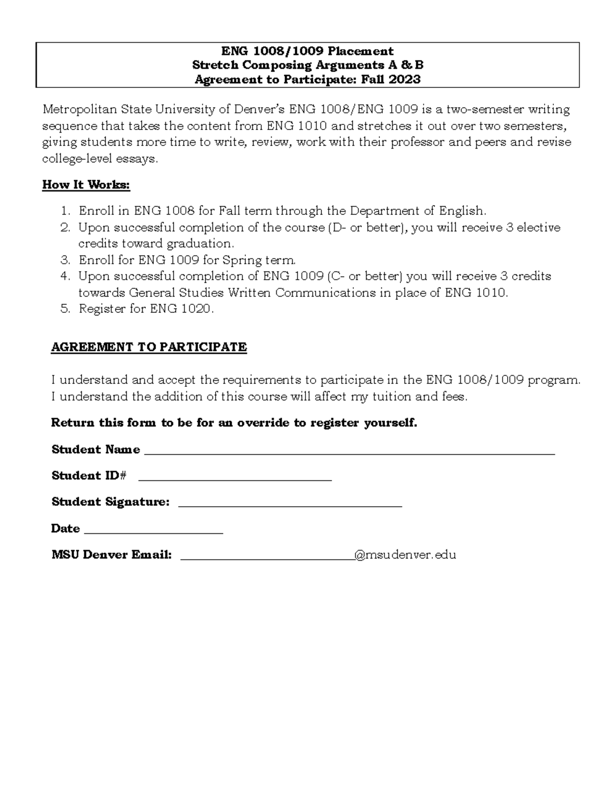 F23 Stretch Permission Form - ENG 1008/1009 Placement Stretch Composing ...