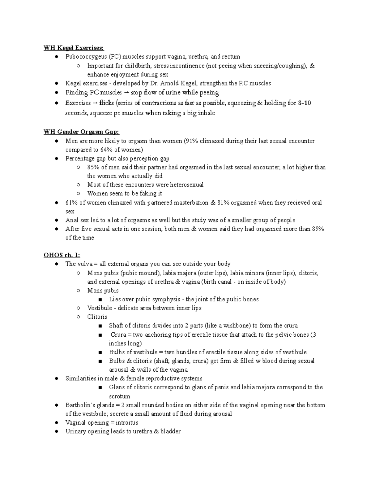Module 1 Notes (A-C) - WH Kegel Exercises: Pubococcygeus (PC) muscles ...