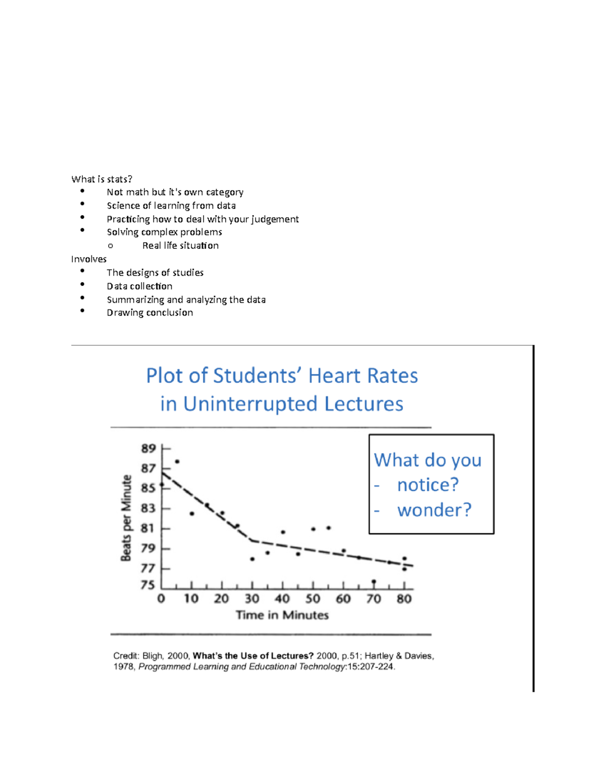 STAT 100 Chapter 1,2 - Lecture notes 1,2 - What is stats? Not math but ...