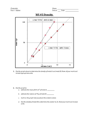 Experiment #1 - Post Lab for Densities of Solids and Liquids lab ...