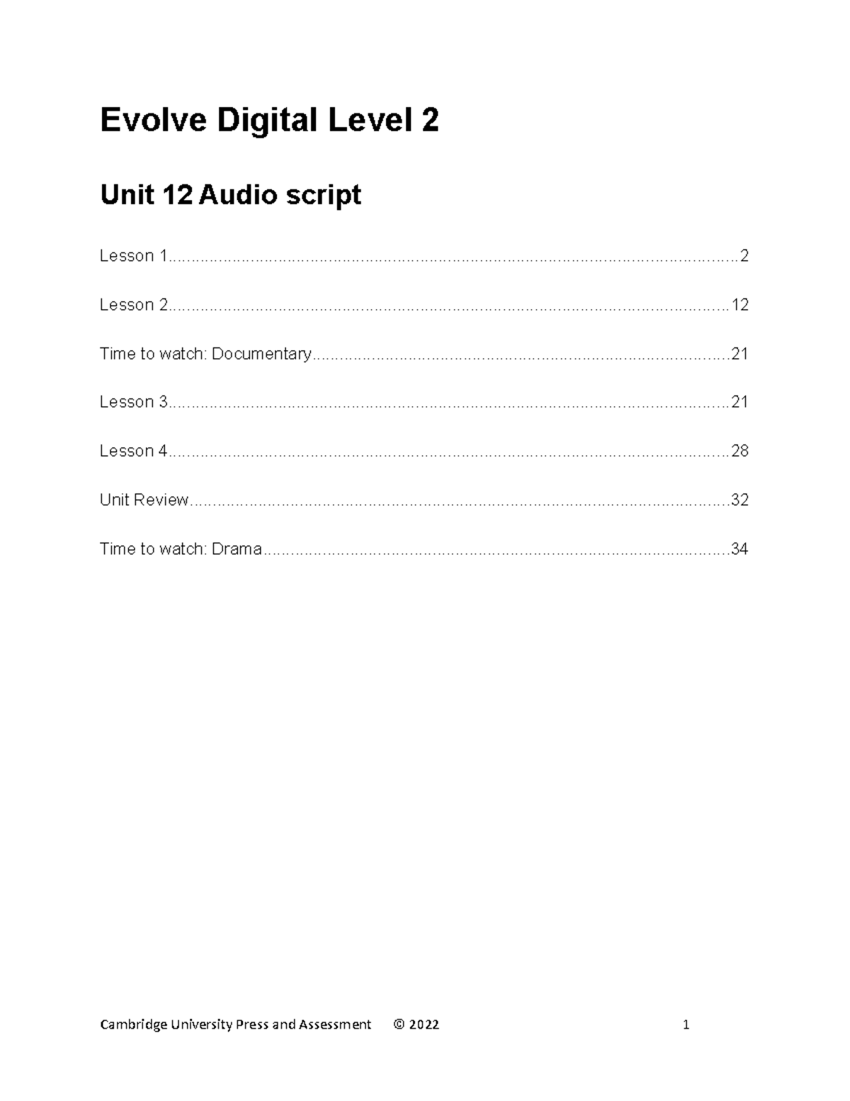 Evolve Digital Level 2 Students Course Unit 12 Audio script - Unit 12 Audio script Evolve ...
