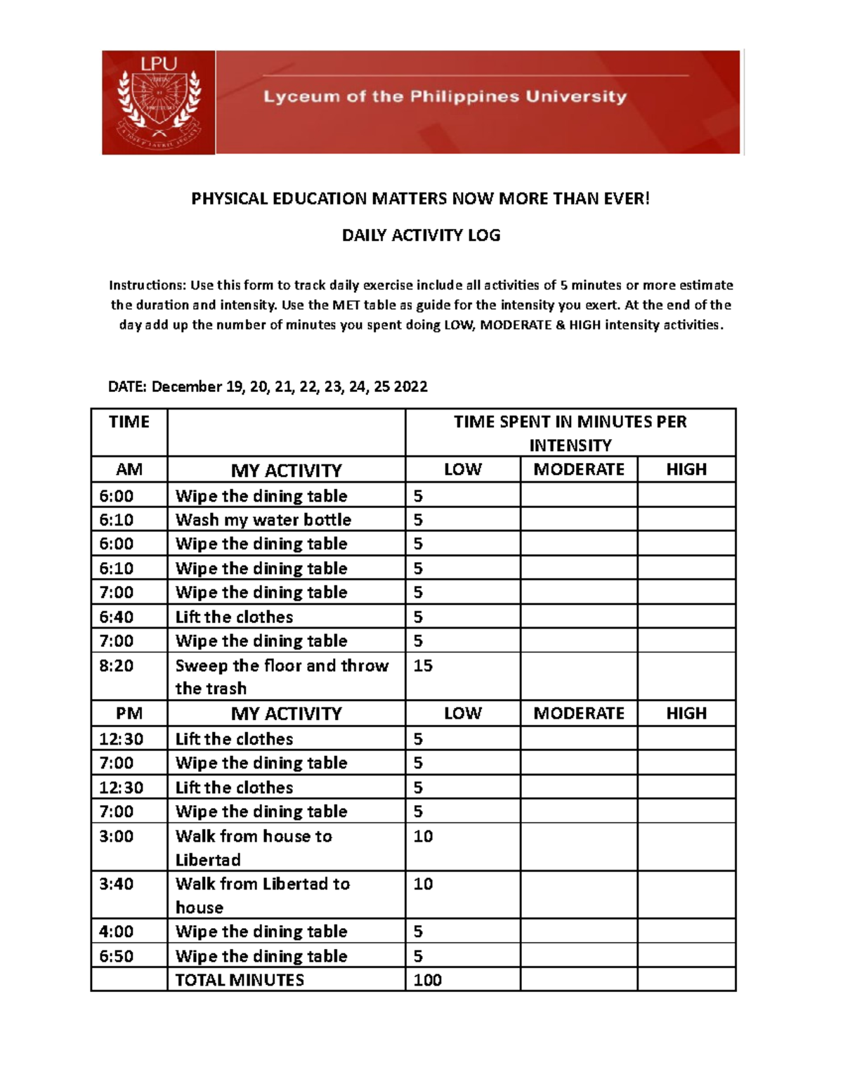 Tan Journals for the Fourth week of Final period - PHYSICAL EDUCATION ...