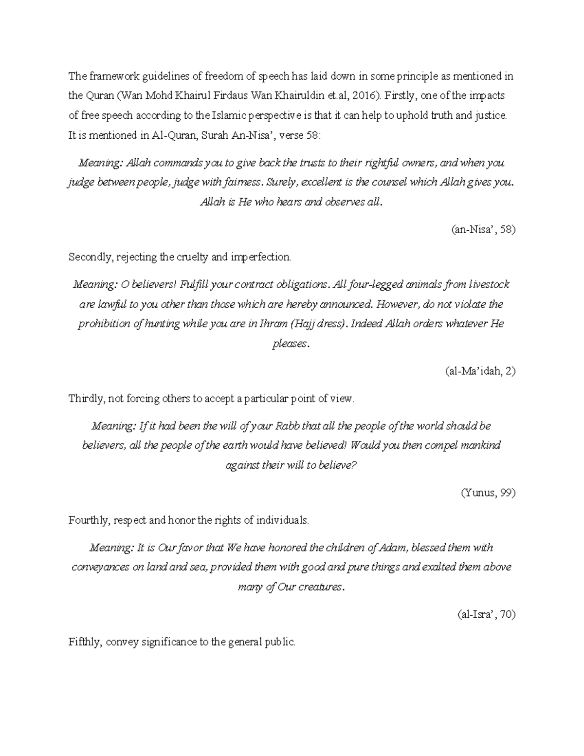 Advantage - English - The framework guidelines of freedom of speech has ...