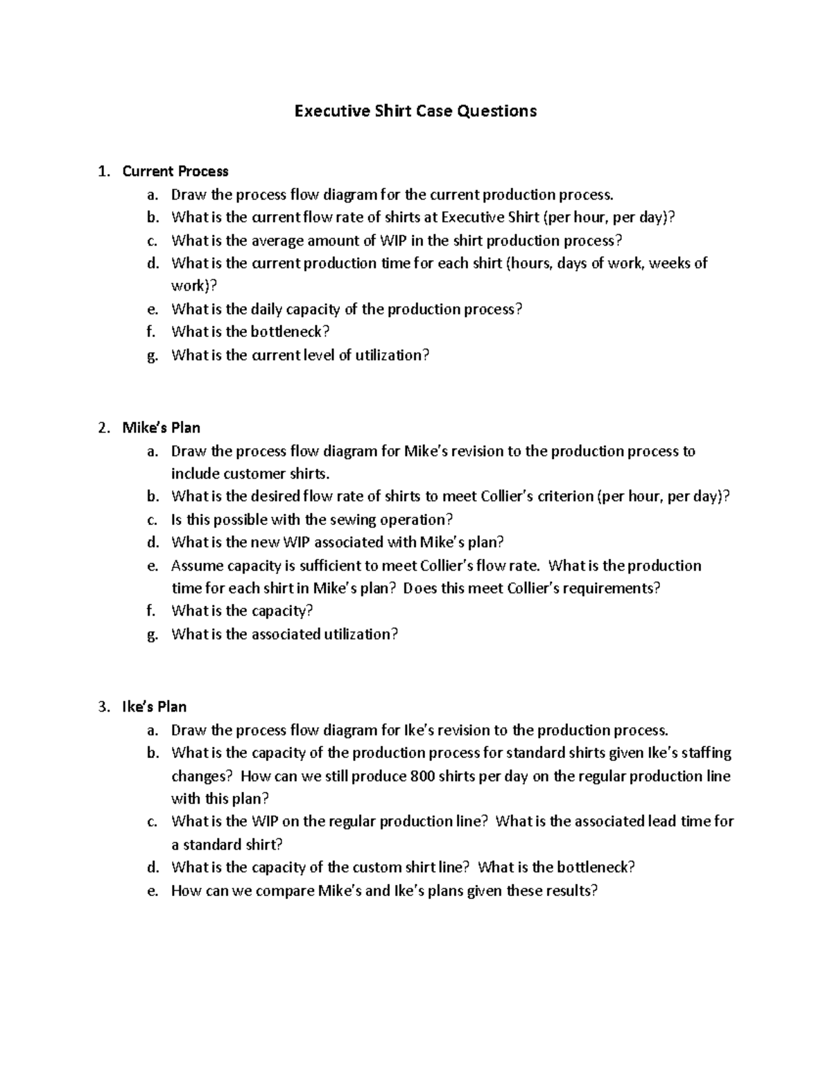 Executive Shirt Questions - Executive Shirt Case Questions Current ...