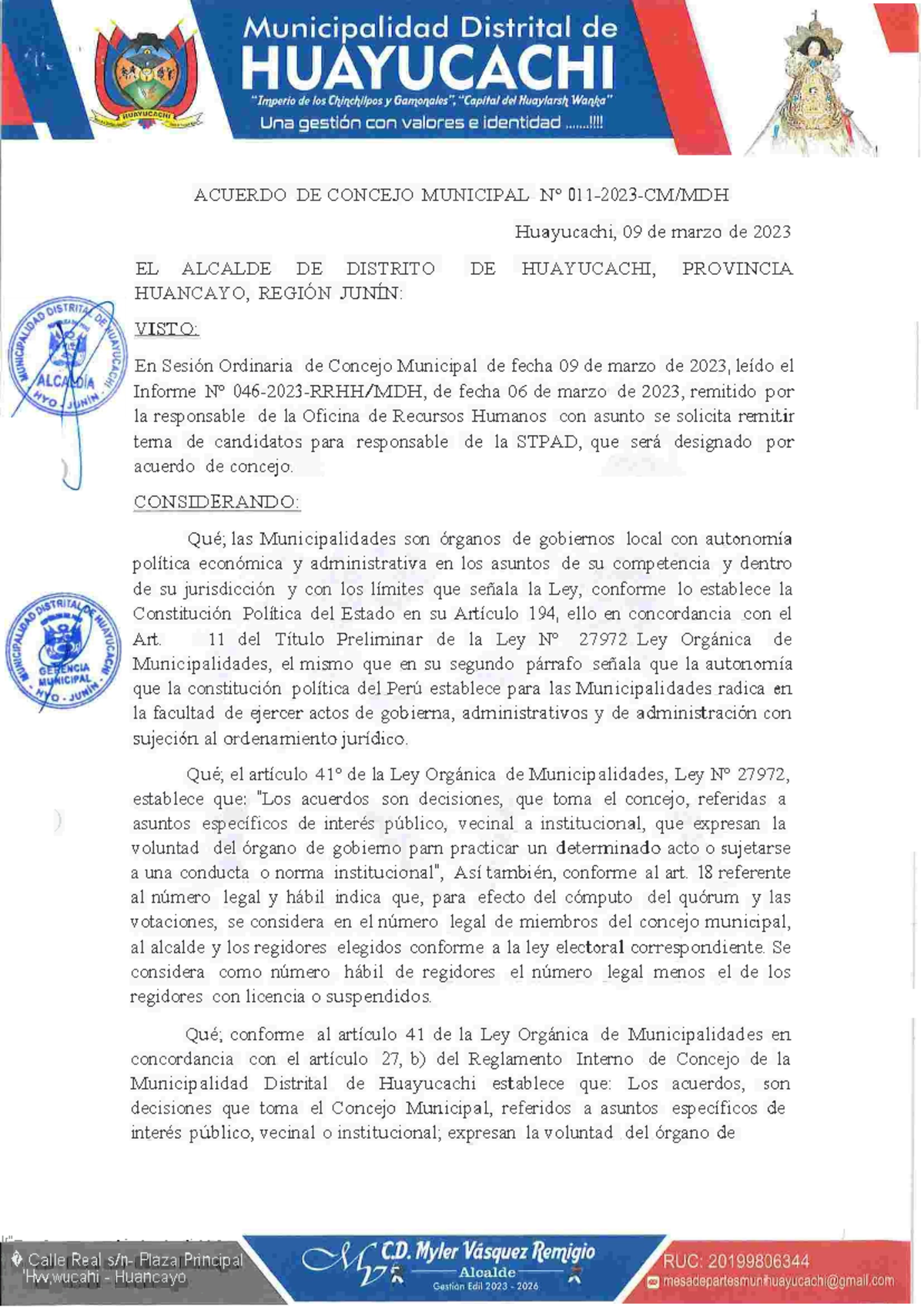 Resol. paddocx - weqwe - ACUERDO DE CONCEJO MUNICIPAL Nº 011 - 202 3 ...
