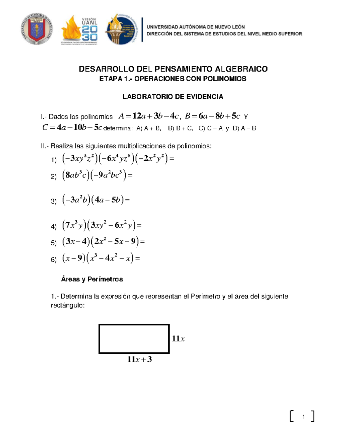 DPA Laboratorio - 1 DESARROLLO DEL PENSAMIENTO ALGEBRAICO ETAPA 1 ...
