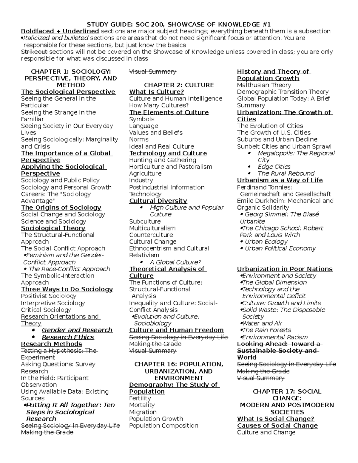 Study Guide for Showcase 1 2022 - STUDY GUIDE: SOC 200, SHOWCASE OF ...