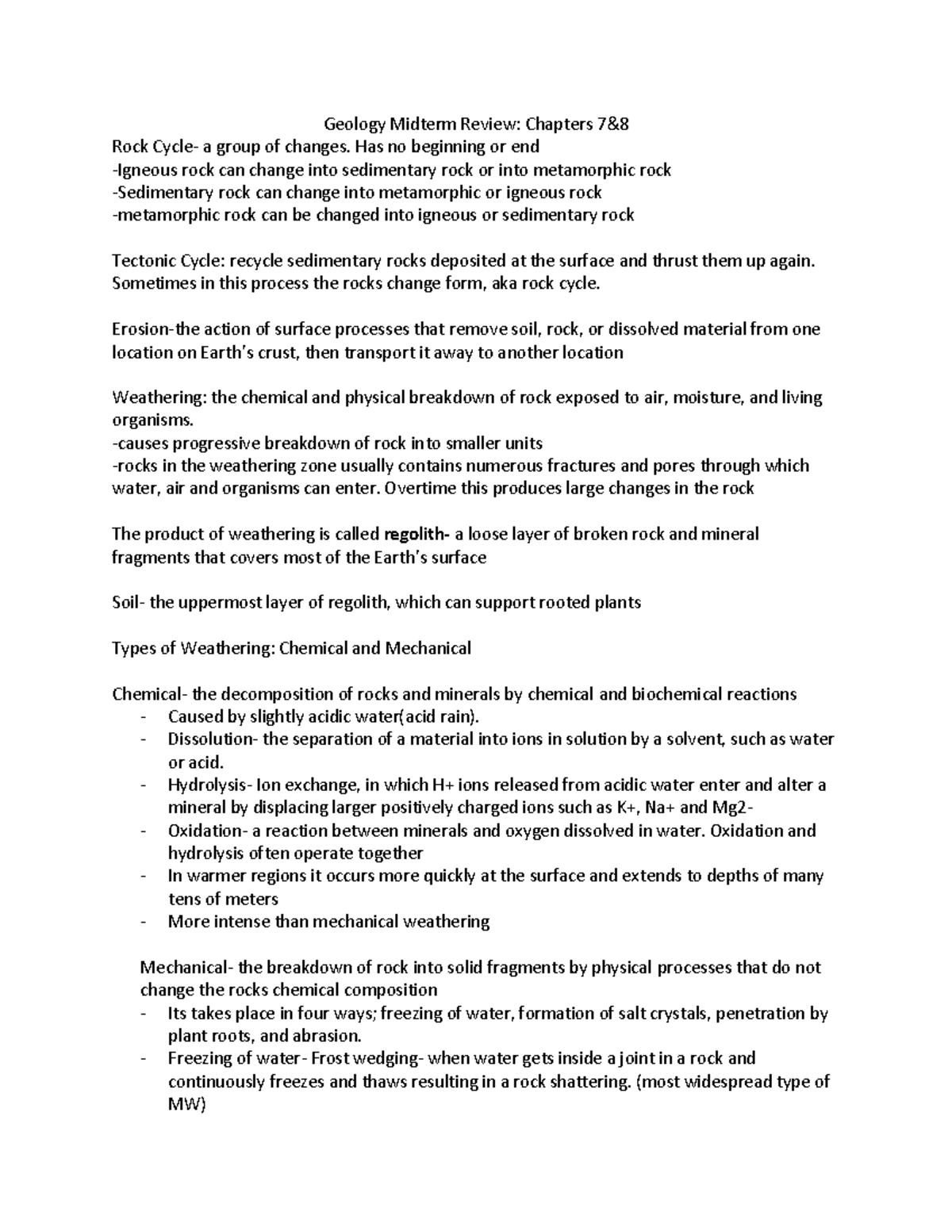 Geology Midterm Review - Has no beginning or end -Igneous rock can ...