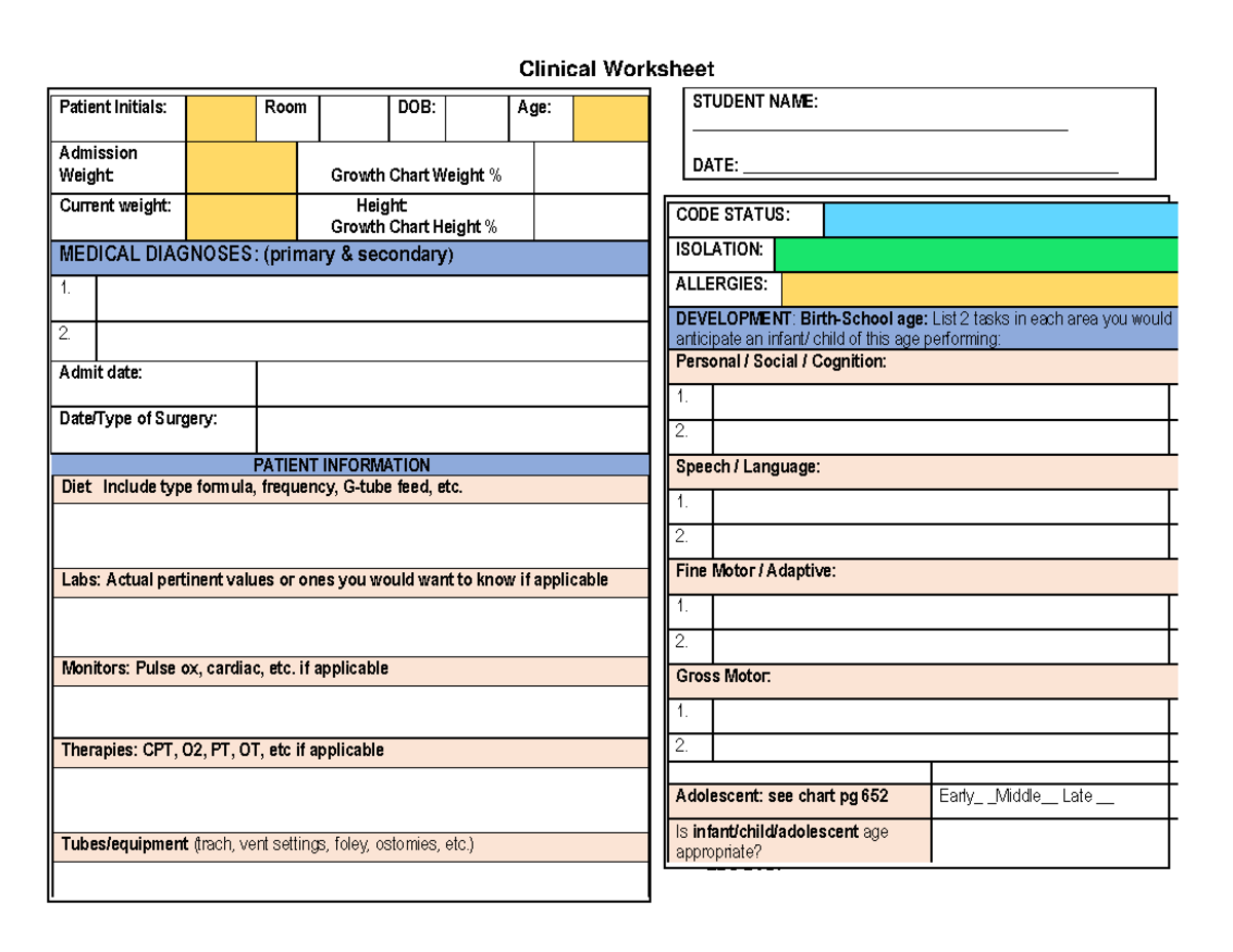 12 hours shift Clinical worksheet rev LBS 2020 - Clinical Worksheet LBS ...