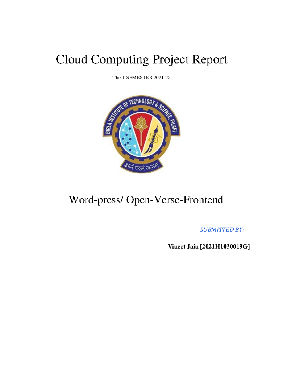 2021H1030019 G Vineet EReport - Cloud Computing Project Report Third ...