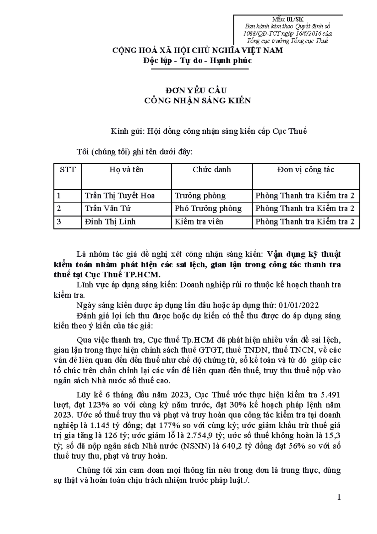 Mau 04 SK Don yeu cau CUC THUE kiem toan - CỘNG HOÀ XÃ HỘI CHỦ NGHĨA ...