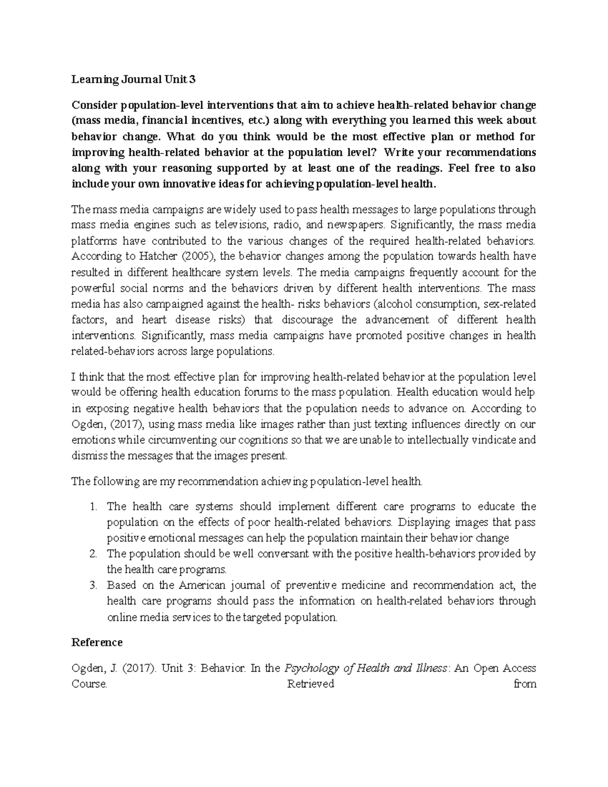 Learning Journal Unit 3 - ) along with everything you learned this week ...