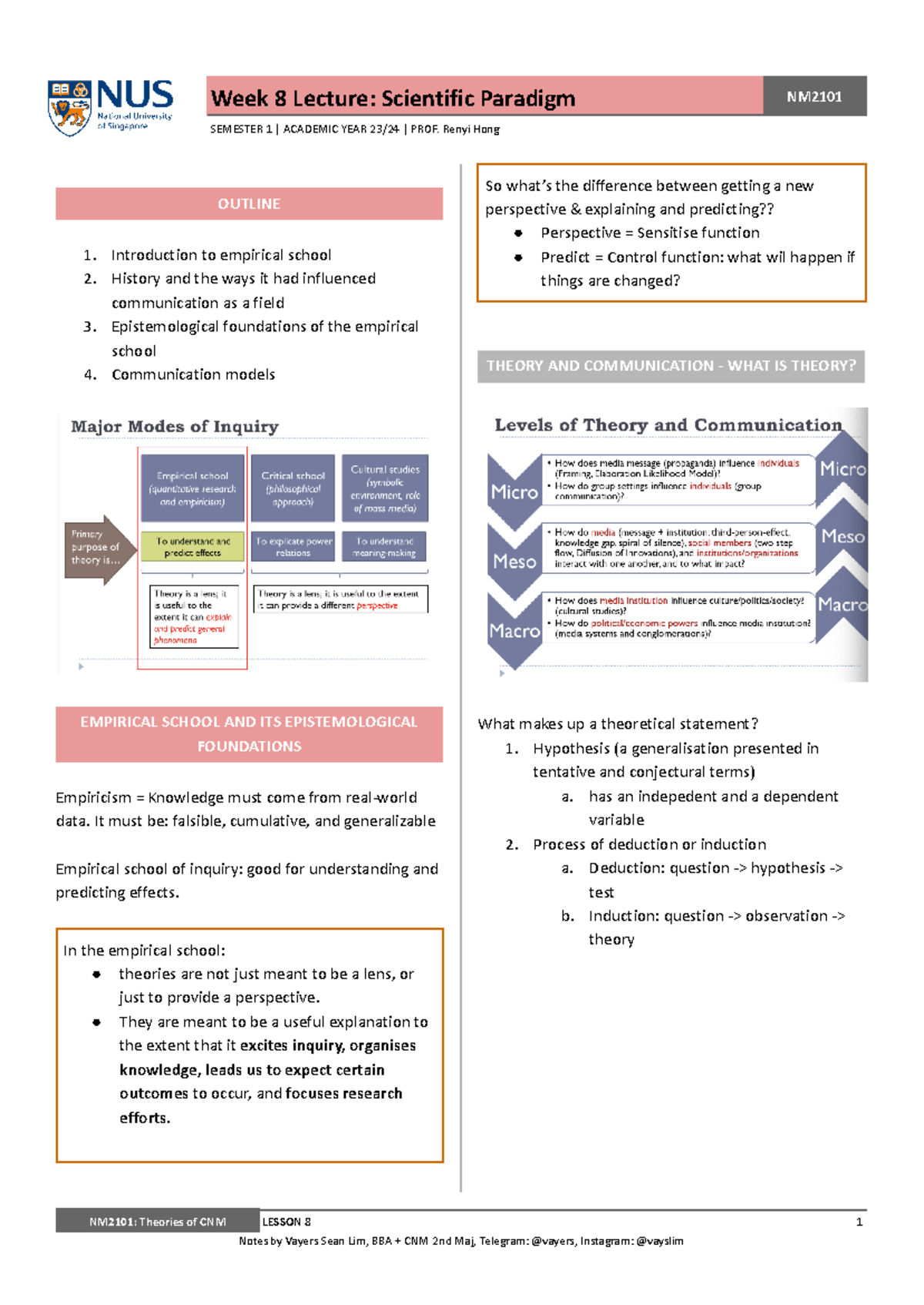 NM2101 Week 8 Lecture (Scientific Paradigm) - SEMESTER 1 | ACADEMIC YEAR 23/24 | PROF. Renyi ...