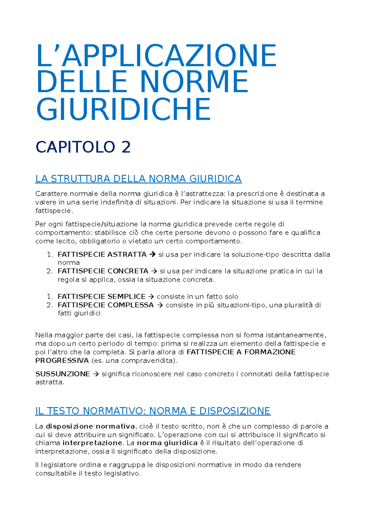 CAP. 2 l'applicazione delle norme giuridiche - Linguaggio e regole del ...