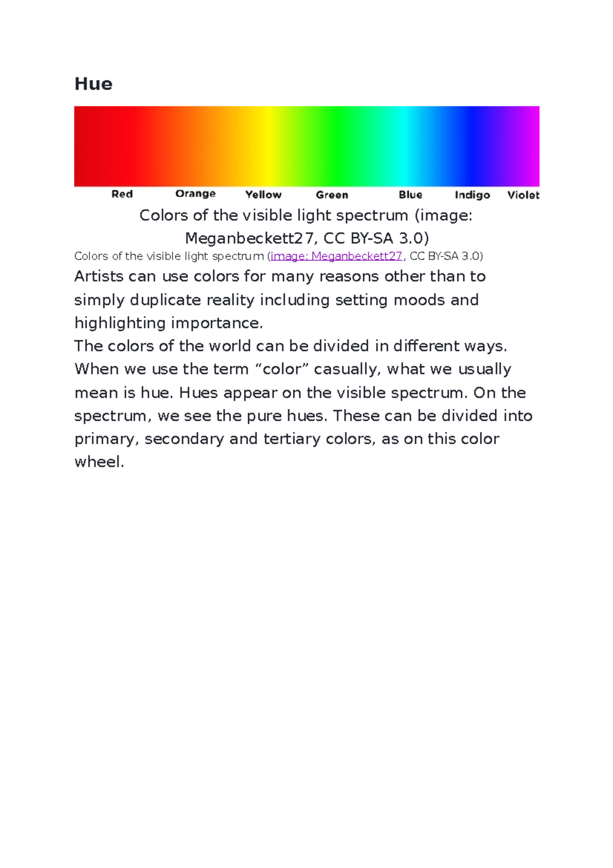 Colour - Hue Colors of the visible light spectrum (image ...