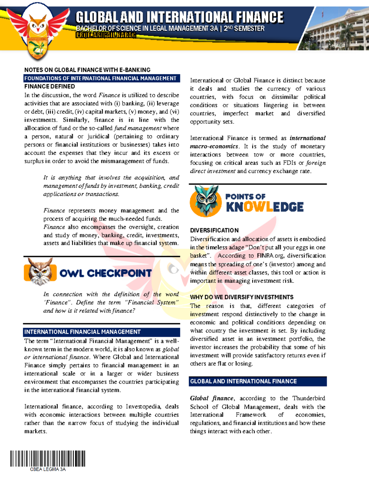 Notes ON Global Finance WITH E- Banking [A] - NOTES ON GLOBAL FINANCE ...