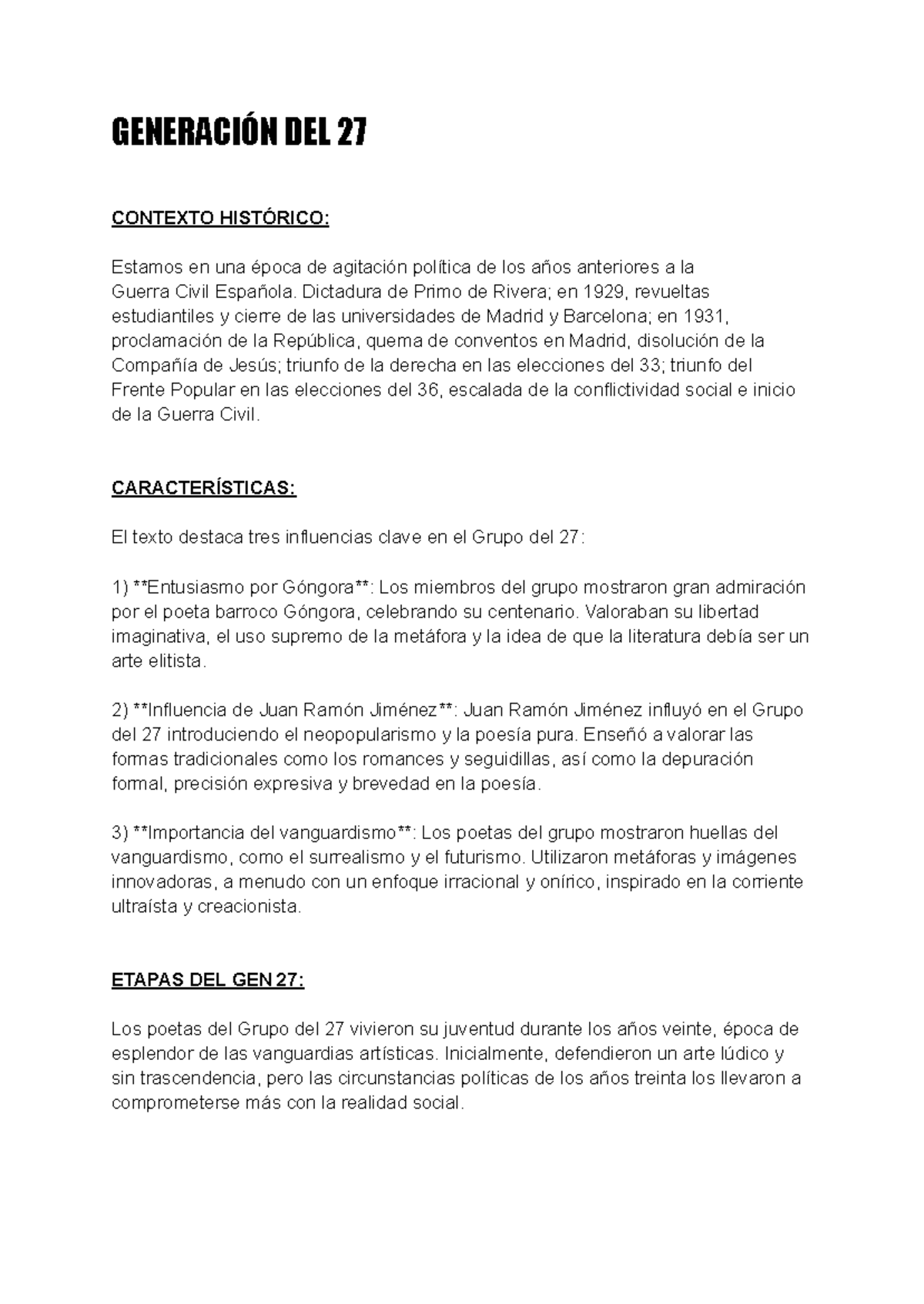 Generación DEL 27 - RESUMEN DE GEN 27 - GENERACIÓN DEL 27 CONTEXTO ...