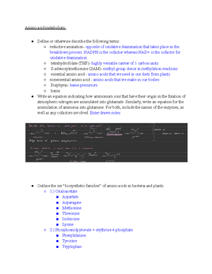 Integration of metabolism Biochemistry - Integration of metabolism ...