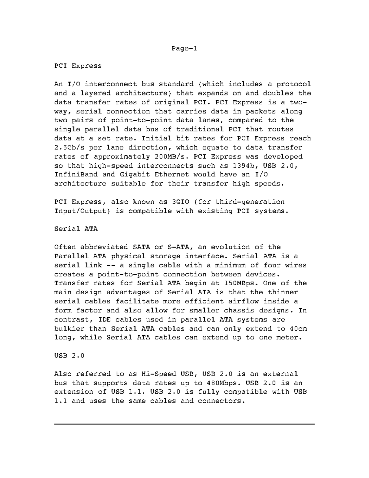 PCI-SATA-USB - this is a lecture note coming under computer hardware ...