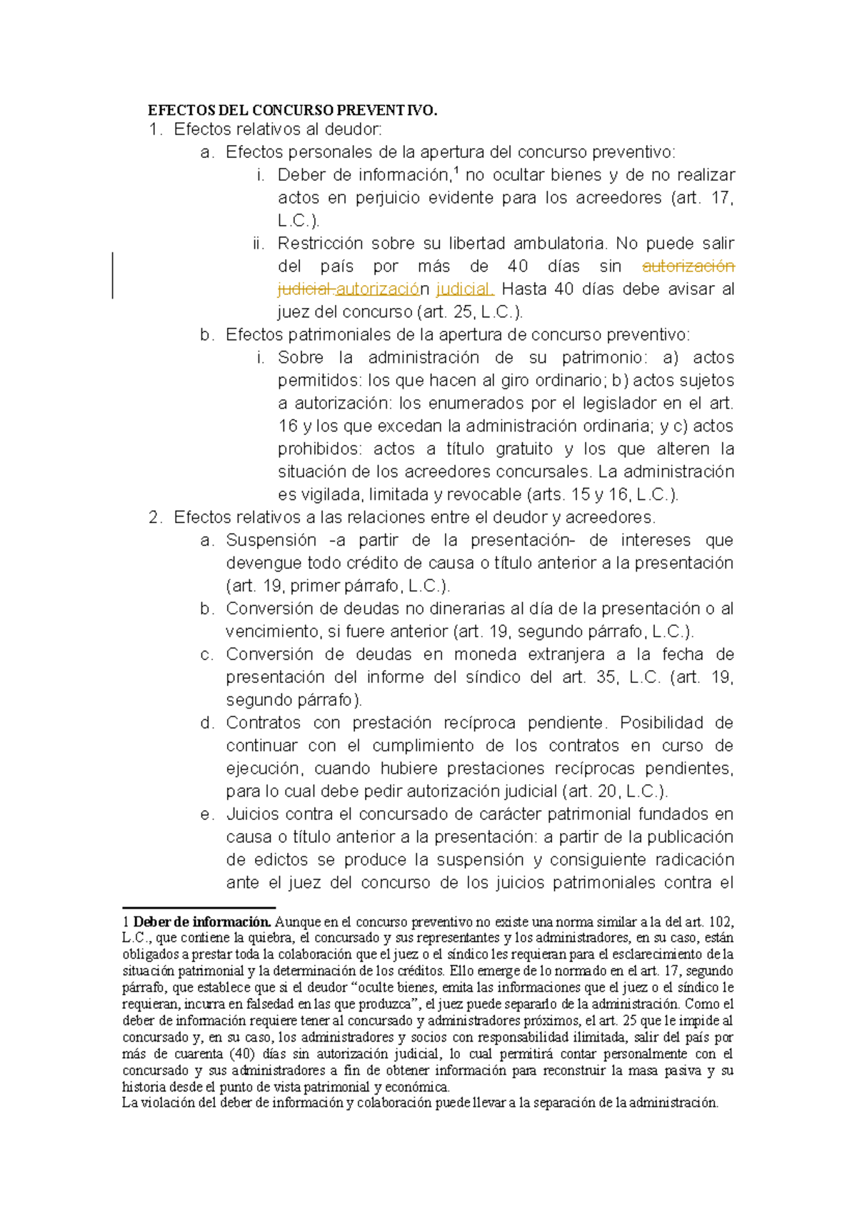 Efectos DEL Concurso Preventivo - Derech Comercial II - UNLP - Studocu