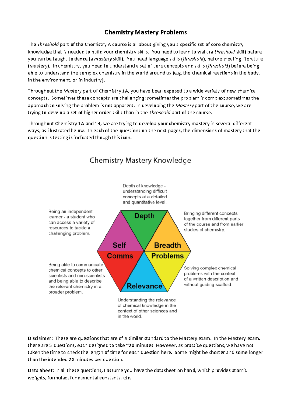 Practice Mastery Questions - Chemistry Mastery Problems The Threshold ...