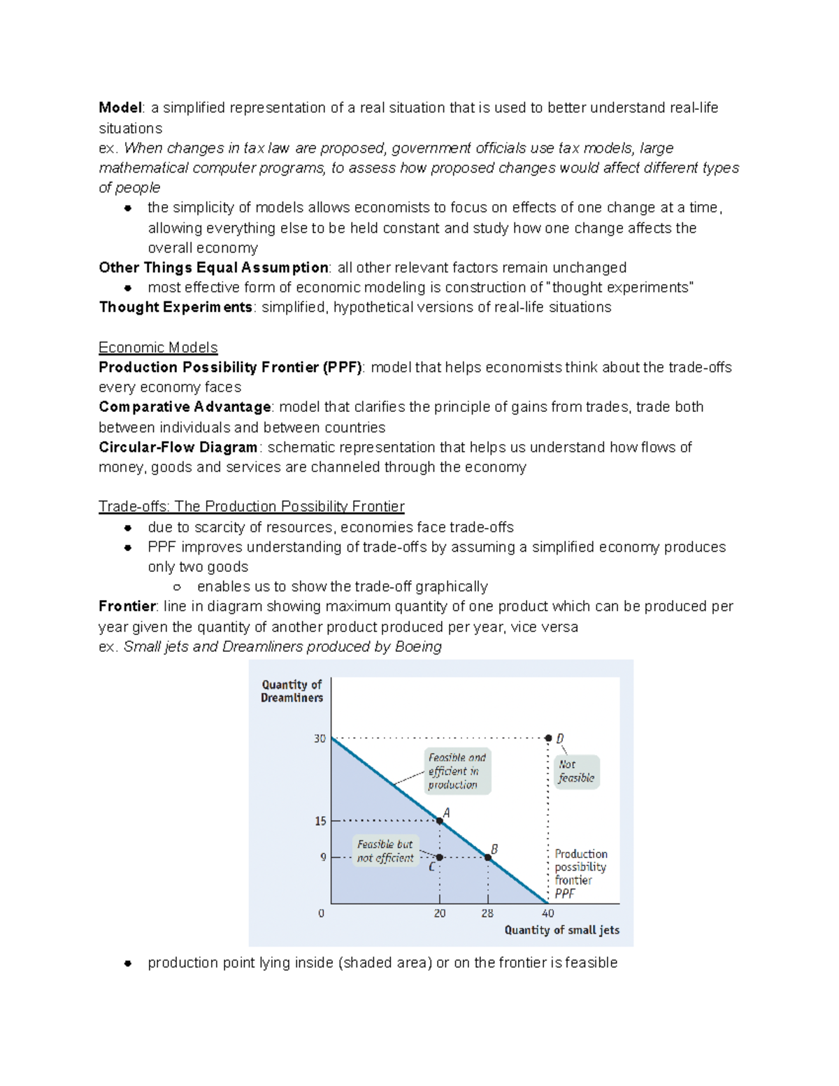 Chapter 2 - Economic Models Trade-offs and Trade - Model: a simplified ...