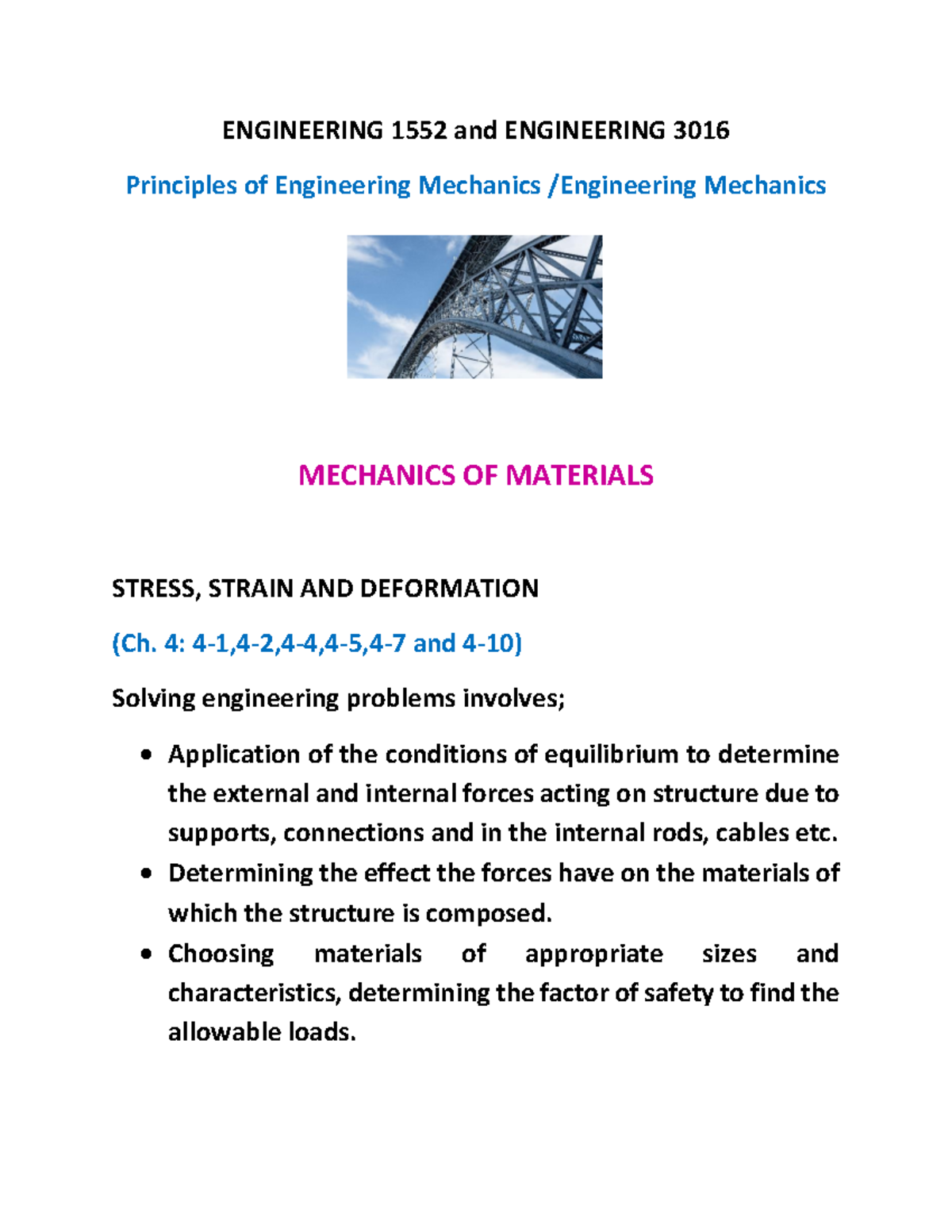 ENGI 1552 and 3016 Lecture 11 2018 - ENGINEERING 1552 and ENGINEERING ...