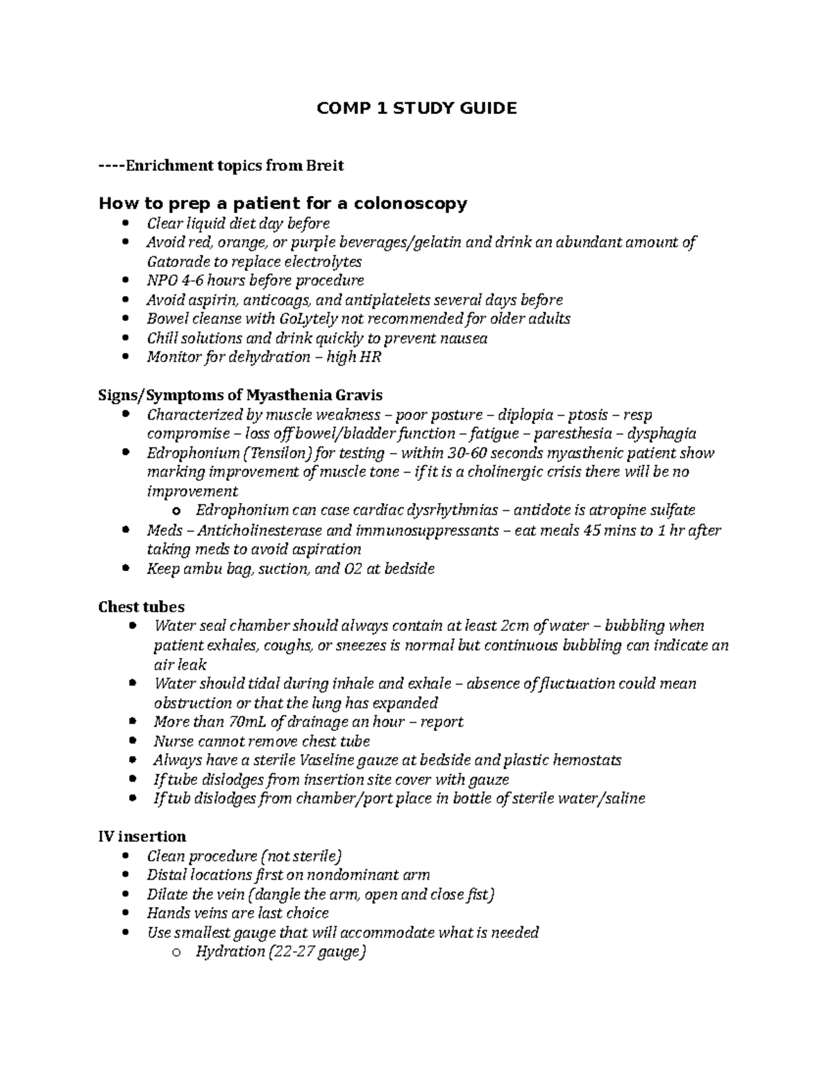 COMP 1 Study Guide - COMP 1 STUDY GUIDE -Enrichment topics from Breit ...