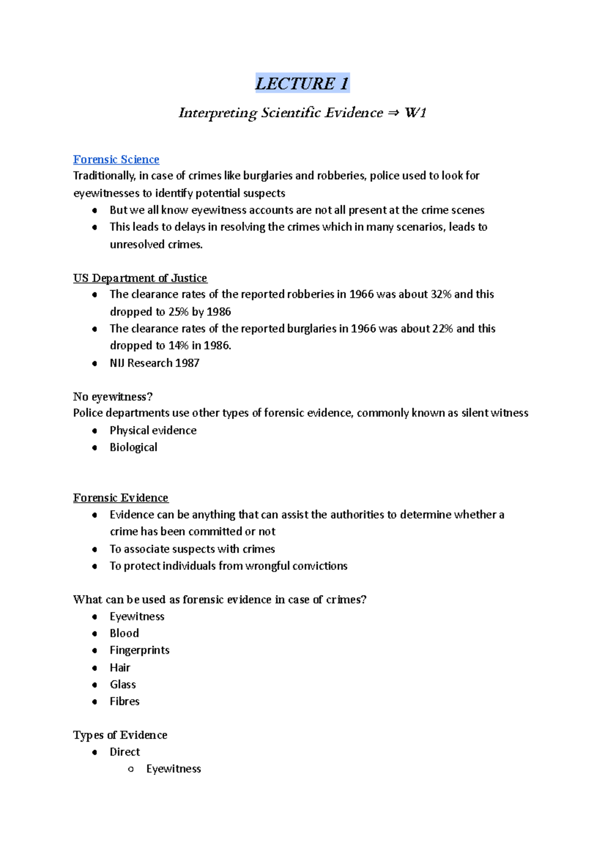 L1 Interpreting Scientific Evidence - LECTURE 1 Interpreting Scientific ...