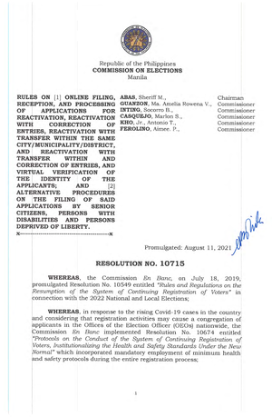 Comelec Resolution No,. 10798 - Communication For Corporations ...