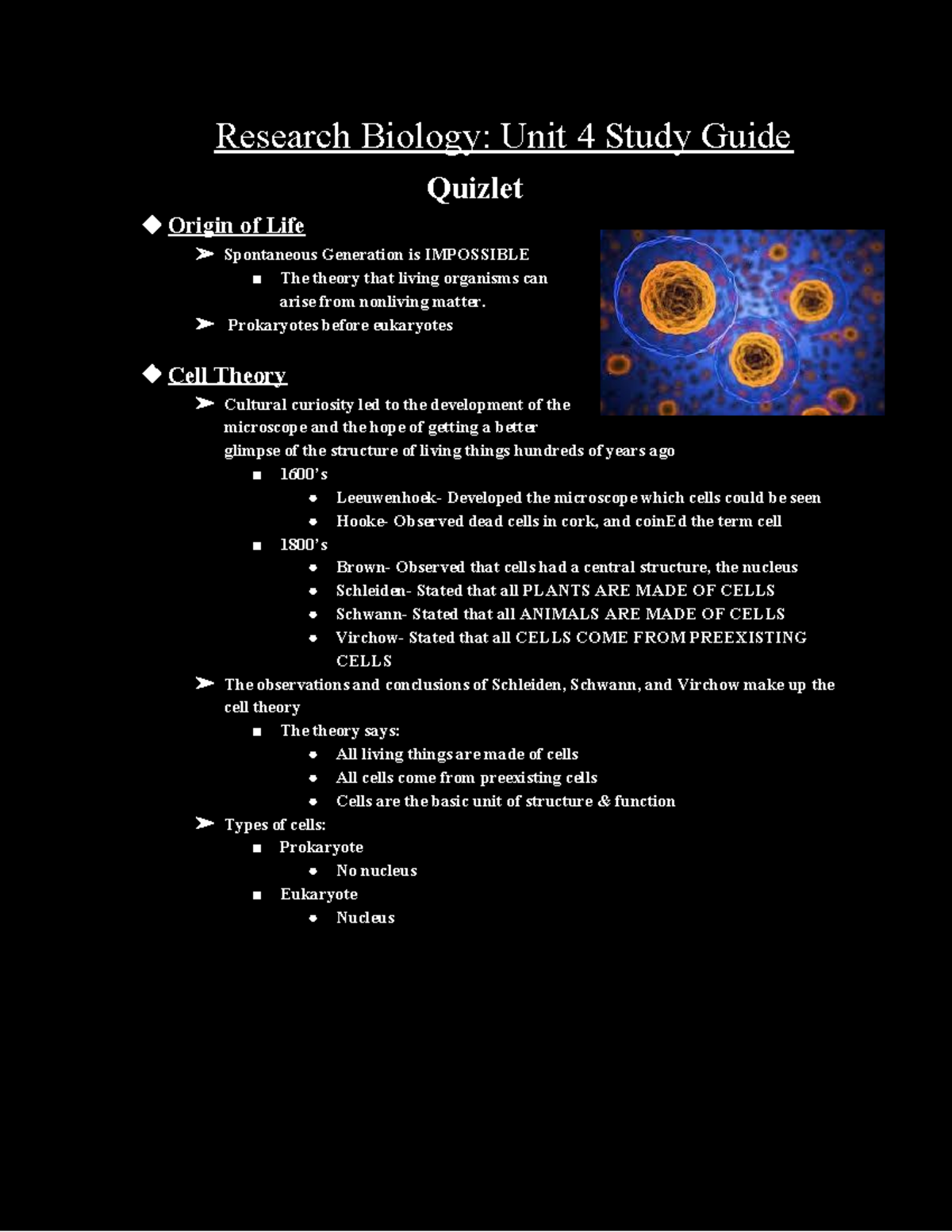 Research Biology Unit 4 Study Guide - Research Biology: Unit 4 Study ...