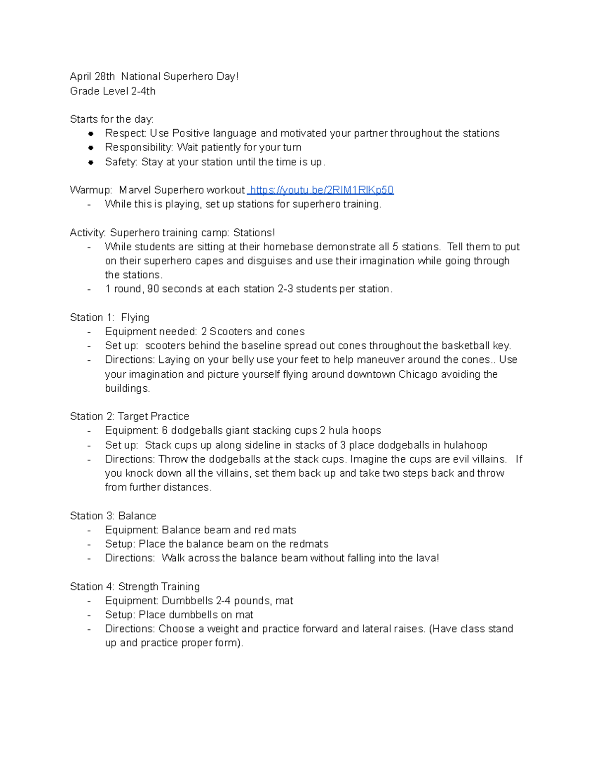 Superhero Training Camp Lesson Plan (1) - April 28th National Superhero ...