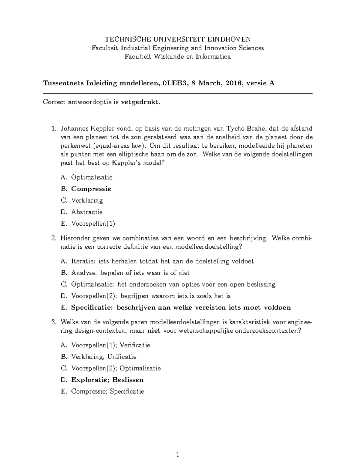 Proef/oefen tentamen 8 maart 2016, vragen en antwoorden - TECHNISCHE ...
