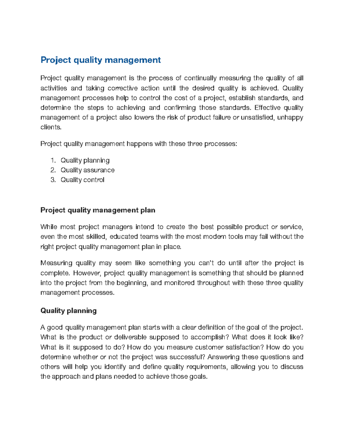 Quality and People Problems in Project Management - Project quality ...