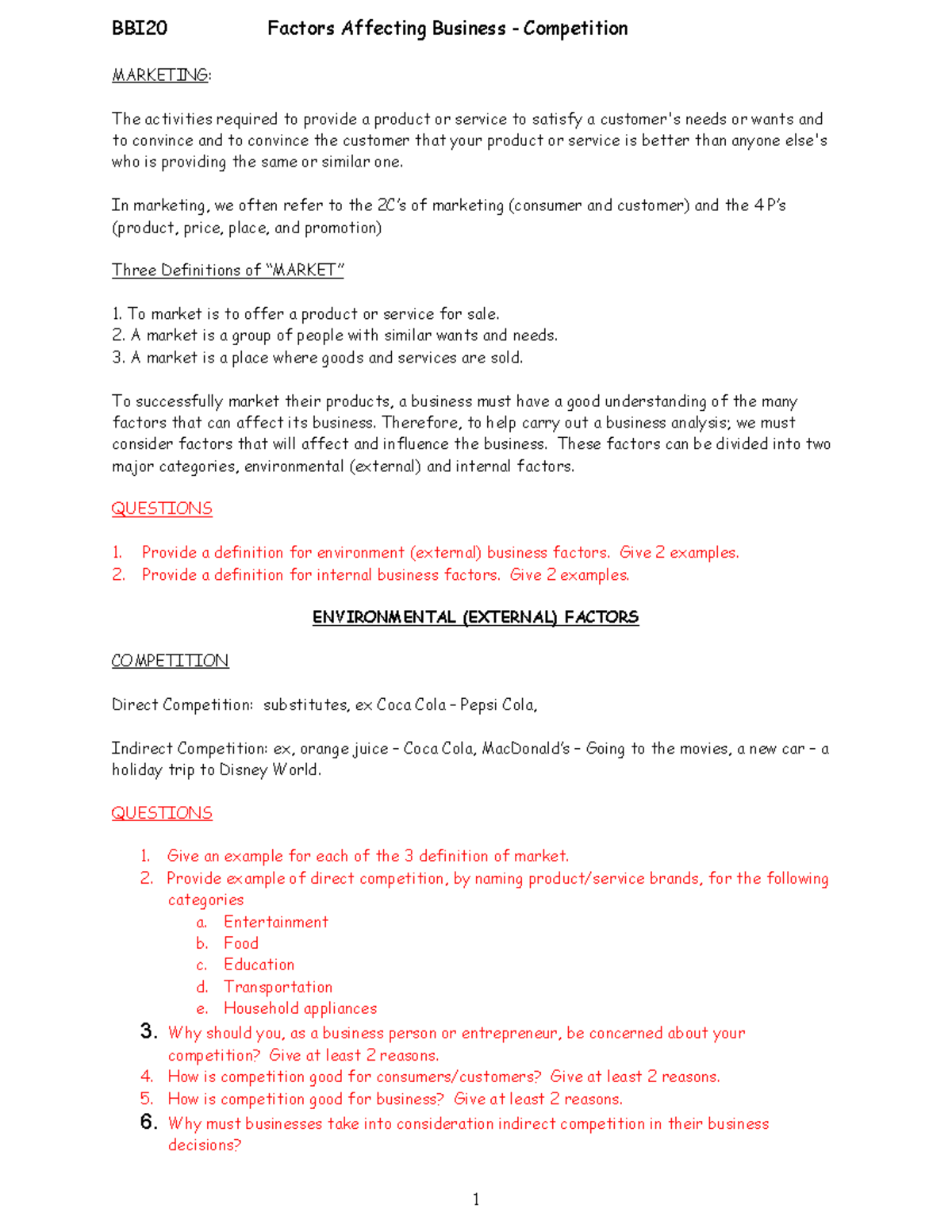 19 Factor Affecting Business - Competition - BBI20 Factors Affecting ...